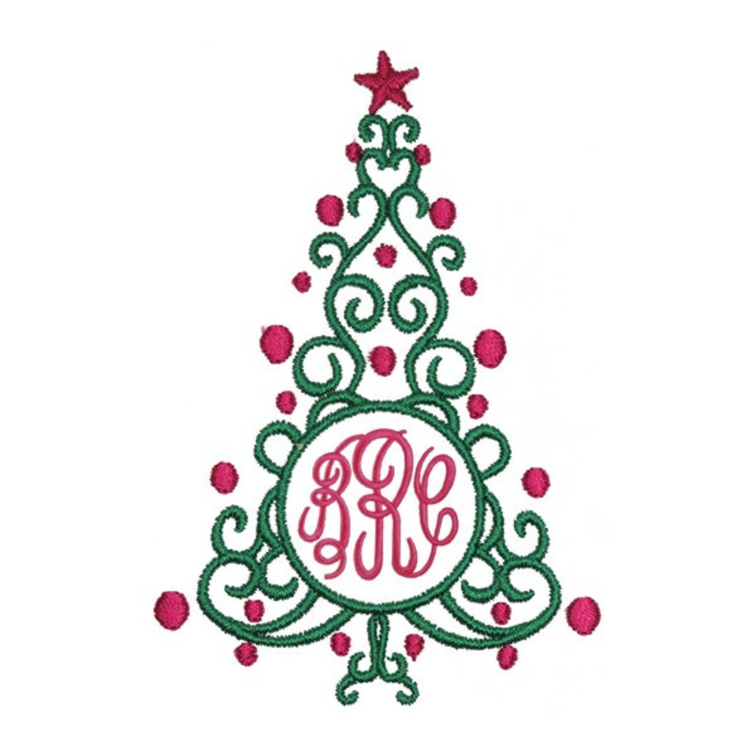 Christmas Tree Monogram Frame Embroidery Design Instant - Etsy