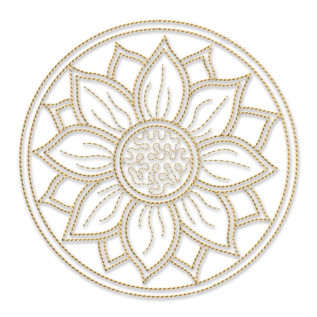 Circle Sunflower Sketch Machine Embroidery Design PES DST - Etsy