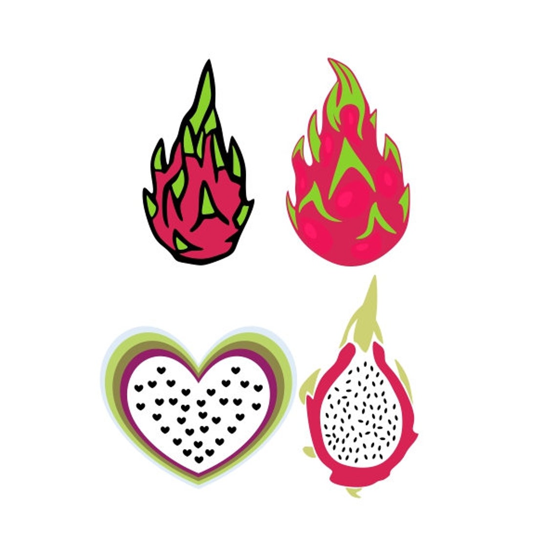 Dragonfruit Pitaya Cuttable Design SVG PNG DXF & Eps Designs - Etsy