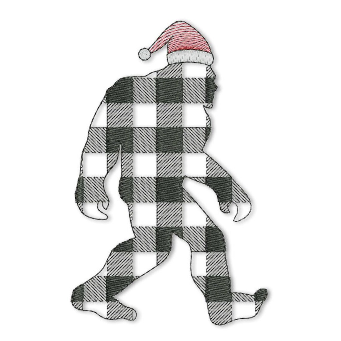 Plaid Pattern Christmas Bigfoot Yeti PES DST Machine - Etsy