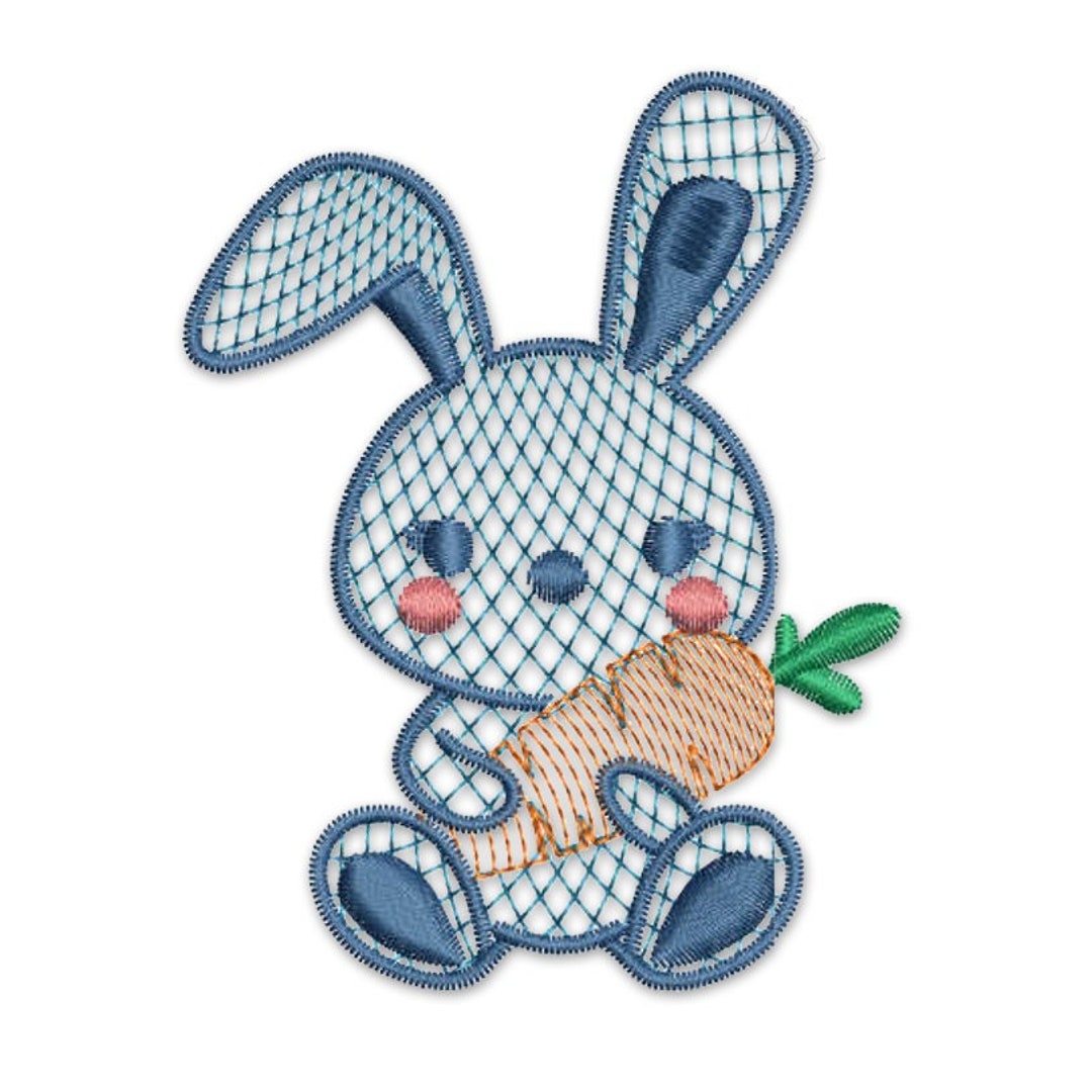Easter Bunny Rabbit With Carrot Sketch PES DST Machine Embroidery ...