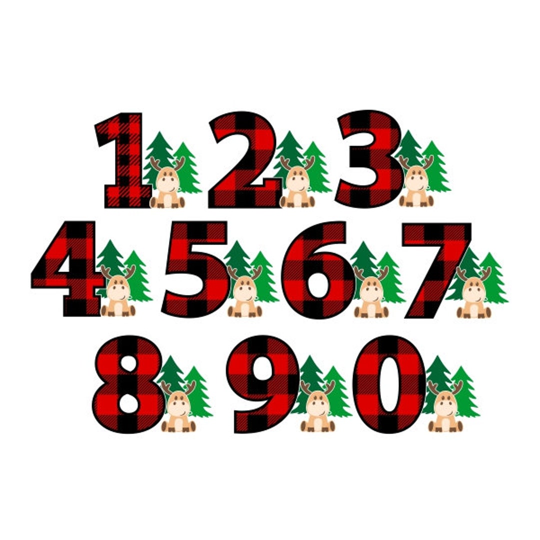 Plaid Number Set Cuttable Design SVG PNG DXF & Eps Designs Cricut Cameo ...