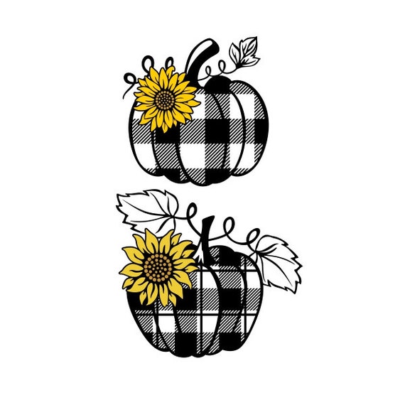 Plaid Pattern Pumpkin Sunflower Cuttable Design SVG PNG DXF & - Etsy