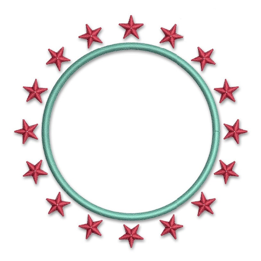 Stars Circle Monogram Frame PES DST Machine Embroidery Instant Download ...