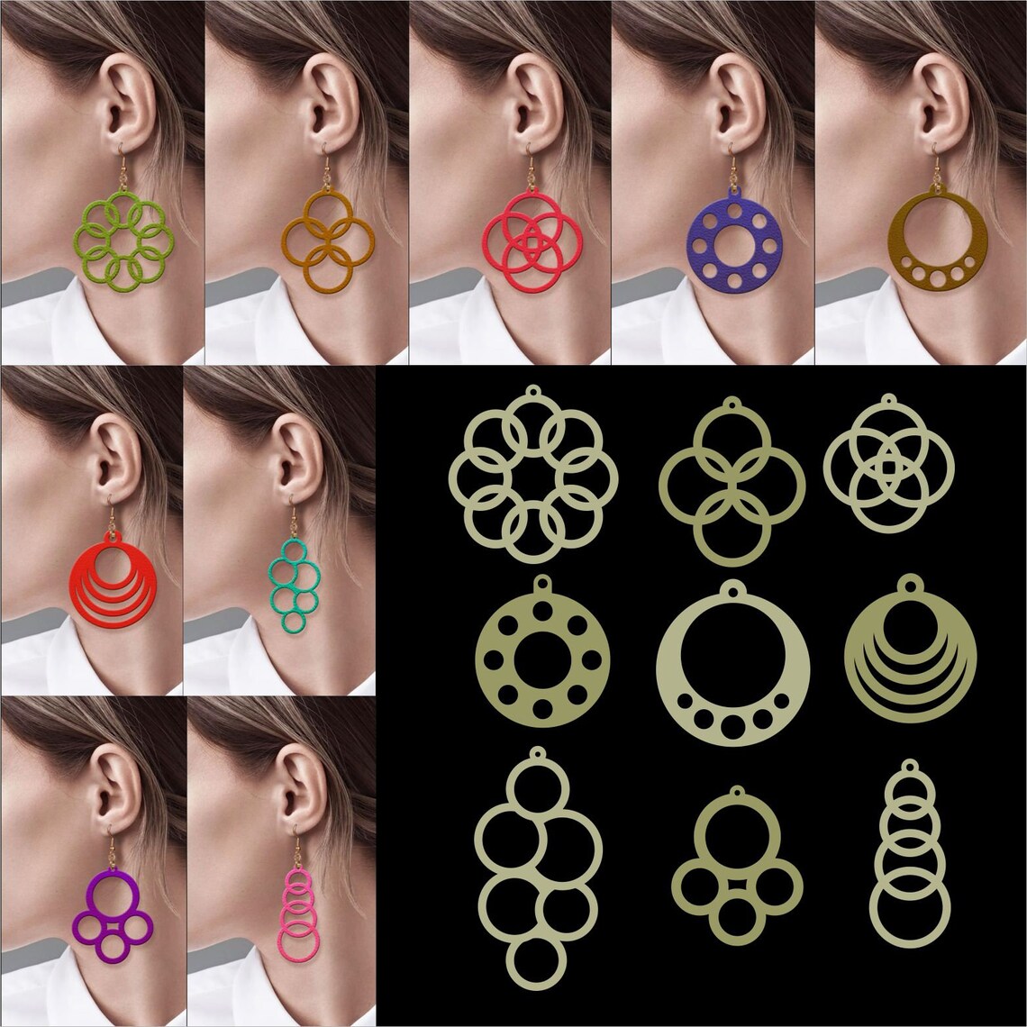 Circle Earrings Cuttable Design SVG PNG DXF & Eps Designs - Etsy