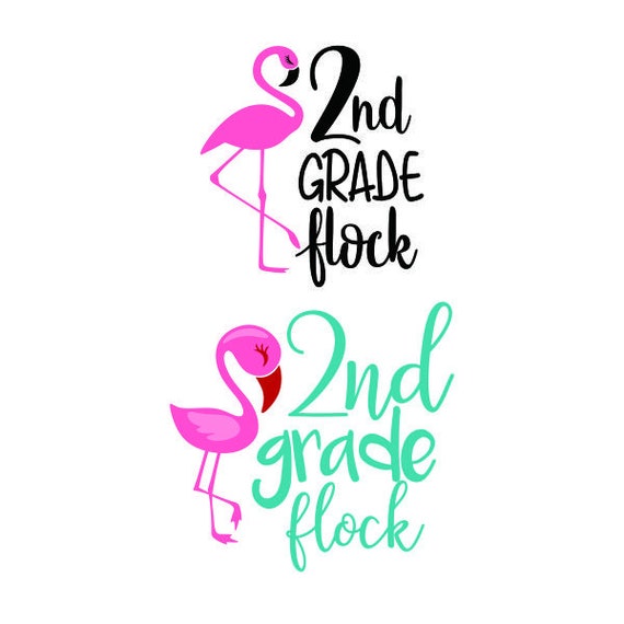 2nd Grade Flock Flamingo Cuttable Design SVG PNG DXF & Eps - Etsy