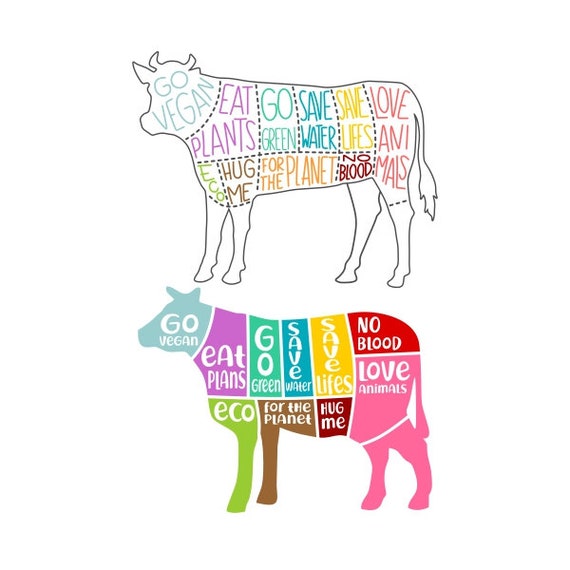 Vegetarian Vegan Cow Cuttable Design SVG PNG DXF & Eps Designs | Etsy