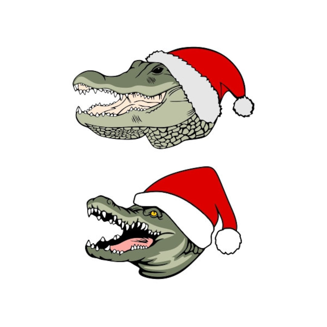 Santa Hat Christmas Alligator Gator Cuttable Design SVG PNG DXF & Eps ...