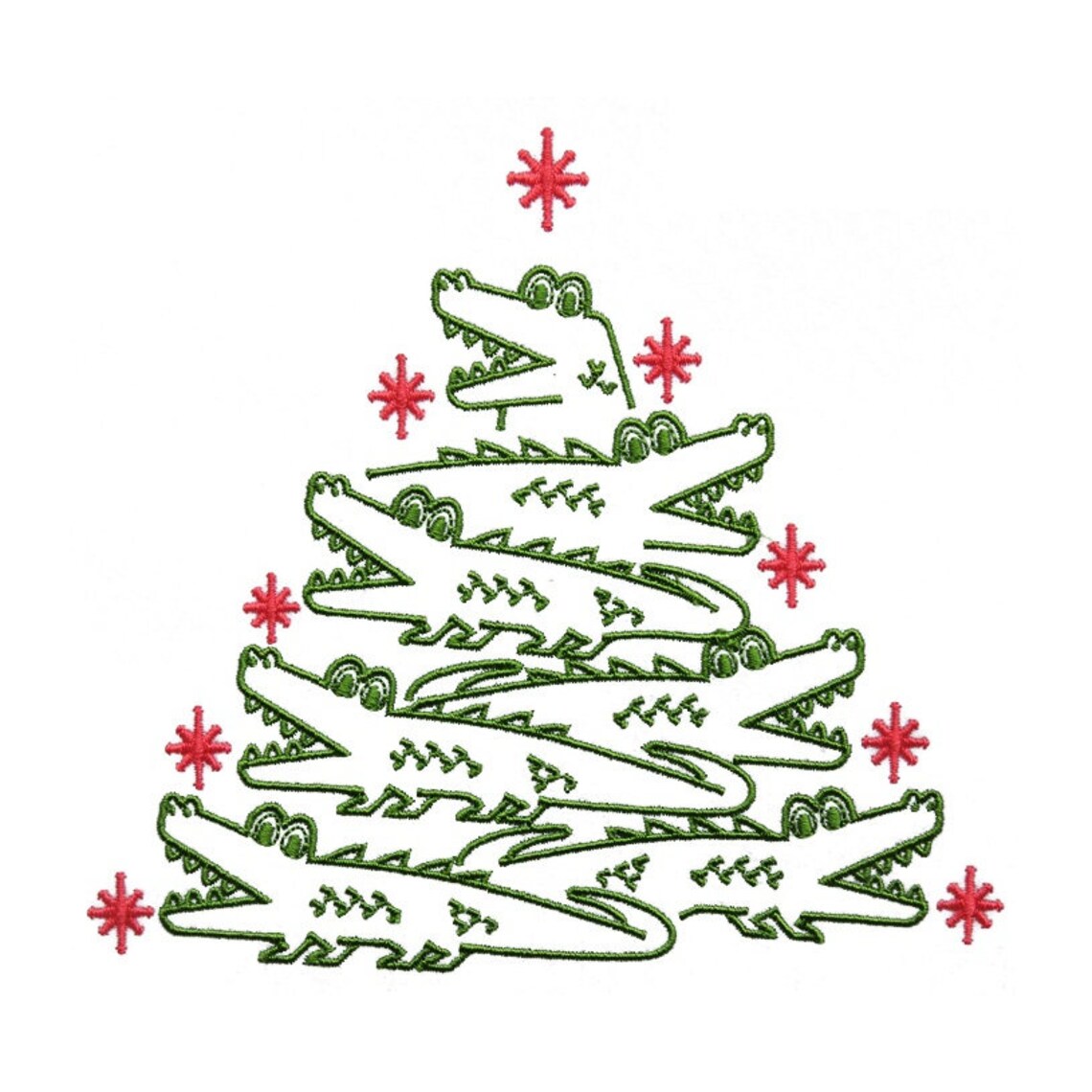 Cute Alligator Christmas Tree Embroidery Design Instant - Etsy