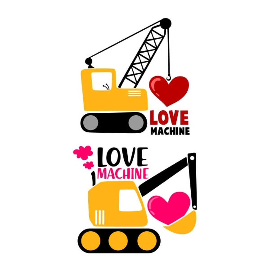 Love Machine Excavator Heart Cuttable Design SVG PNG DXF & Eps Designs ...
