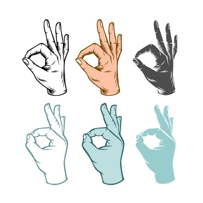 Okay Hand Cuttable Design SVG PNG DXF & Eps Designs Cricut | Etsy