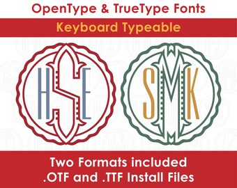 Curlz Circle Monogram Truetype Font Keyboard Typeable OTF TTF Install ...