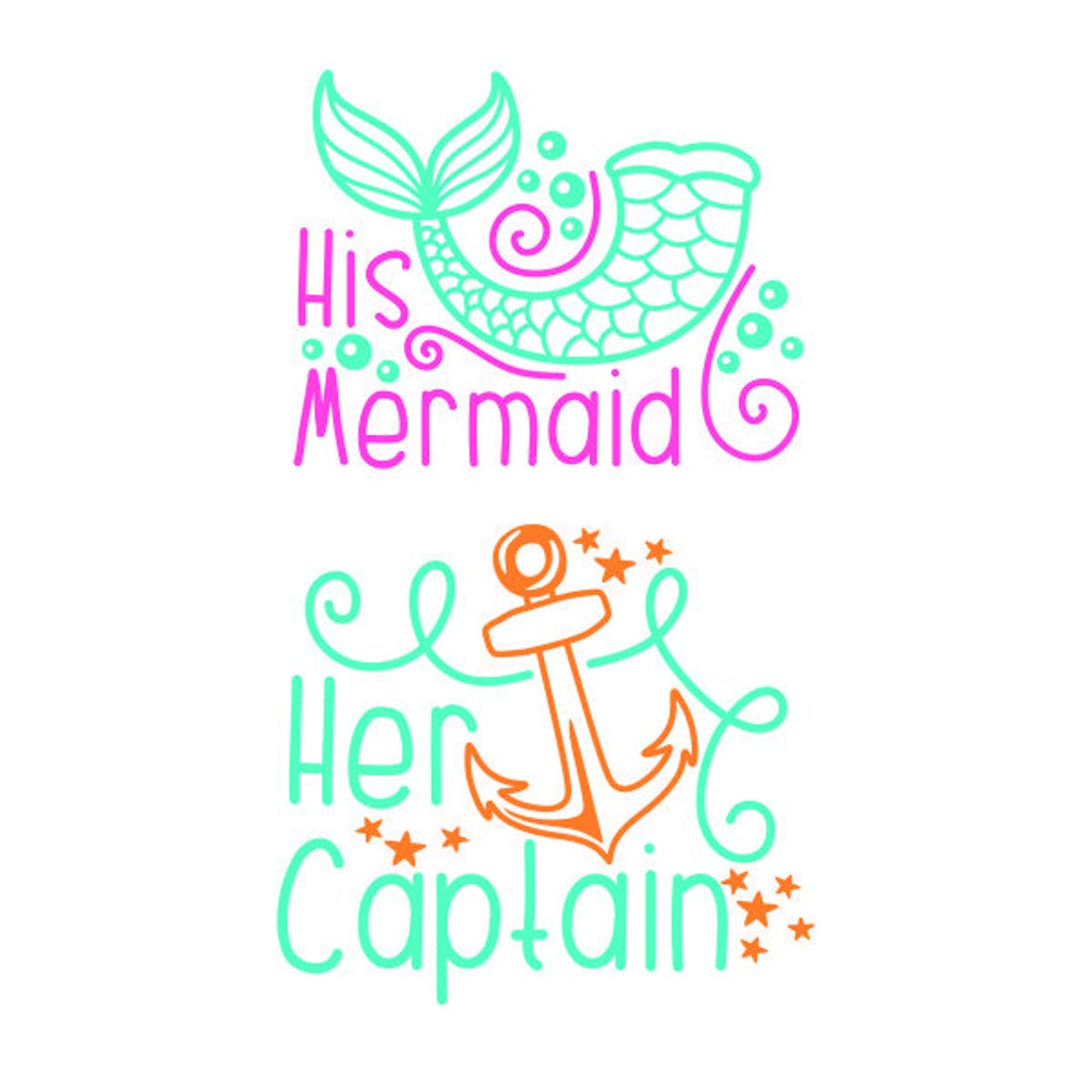 His Mermaid Her Captain Cuttable Design SVG PNG DXF & Eps - Etsy
