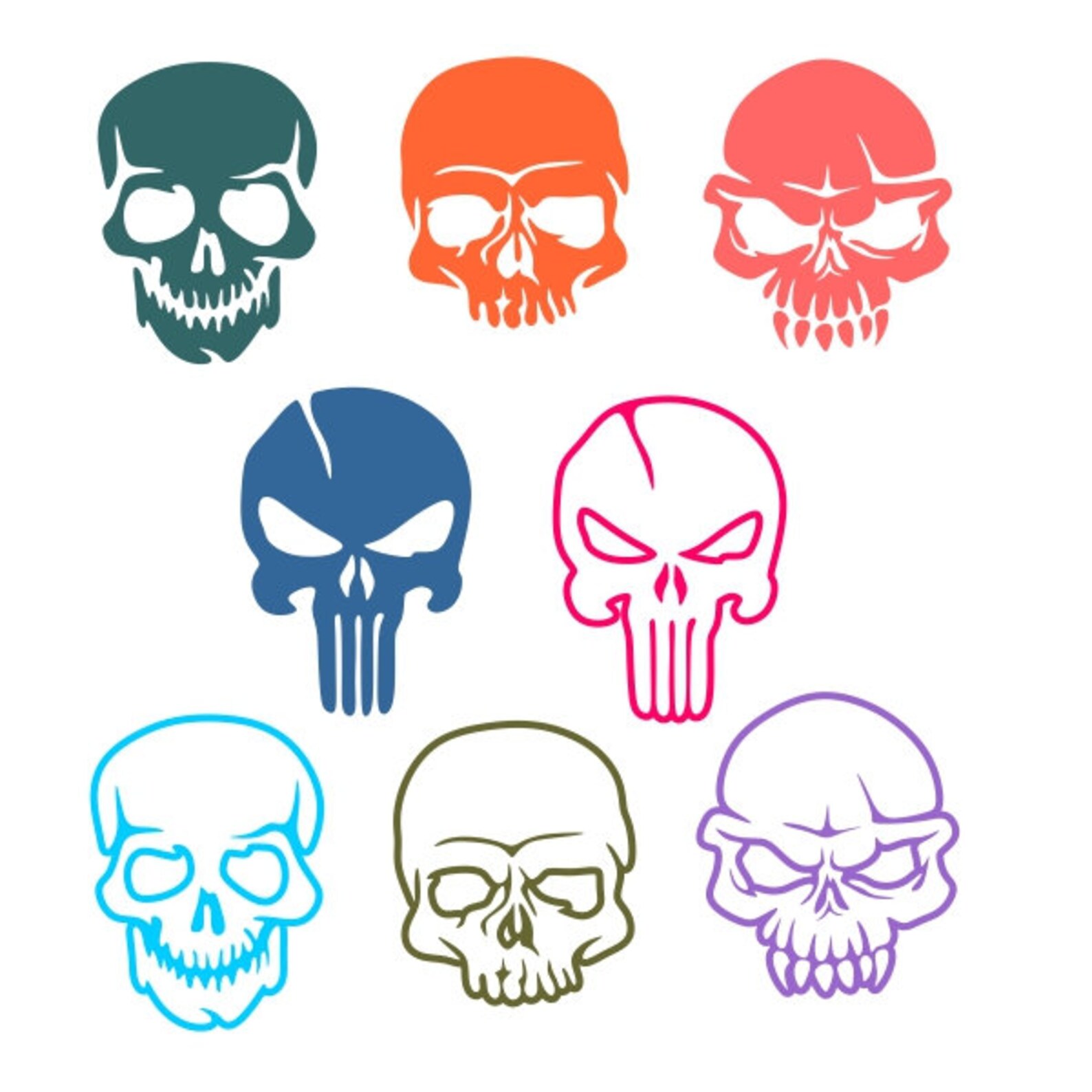 Skull Pack Cuttable Design SVG PNG DXF & Eps Designs Cricut - Etsy