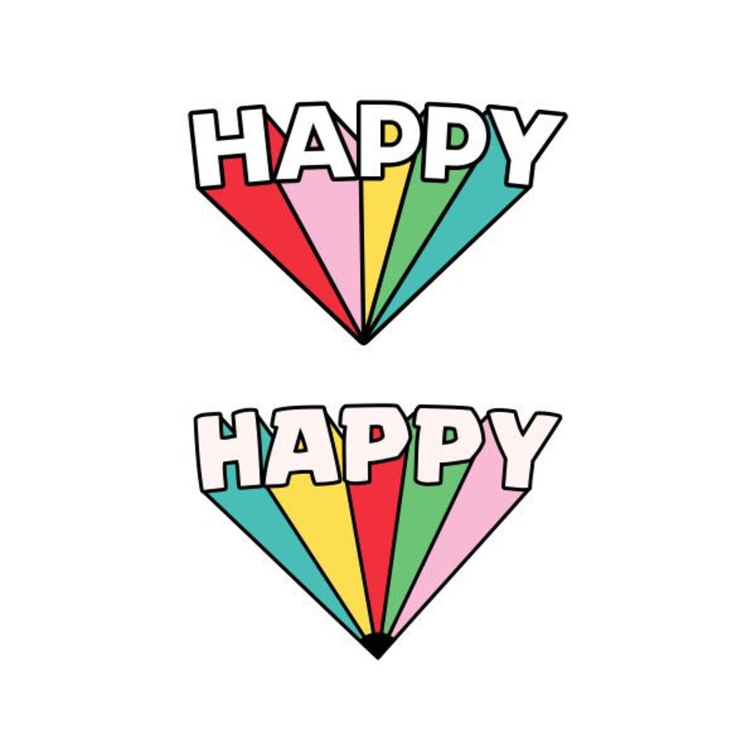Happy Sticker Cuttable Design SVG PNG DXF & Eps Designs Cricut Cameo ...