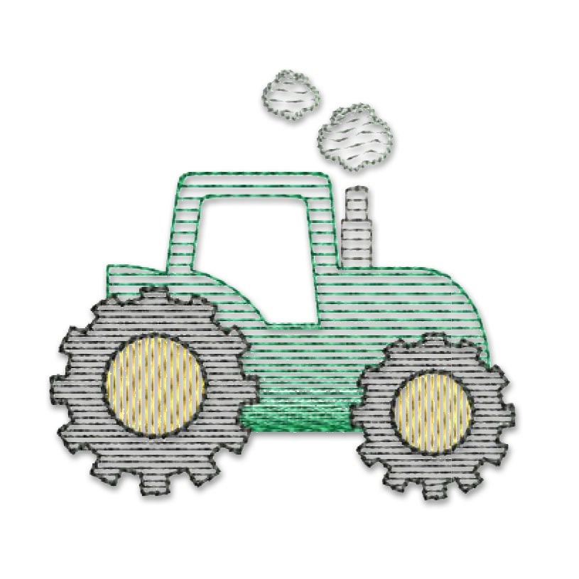 Tractor Sketch PES DST Machine Embroidery Instant Download | Etsy