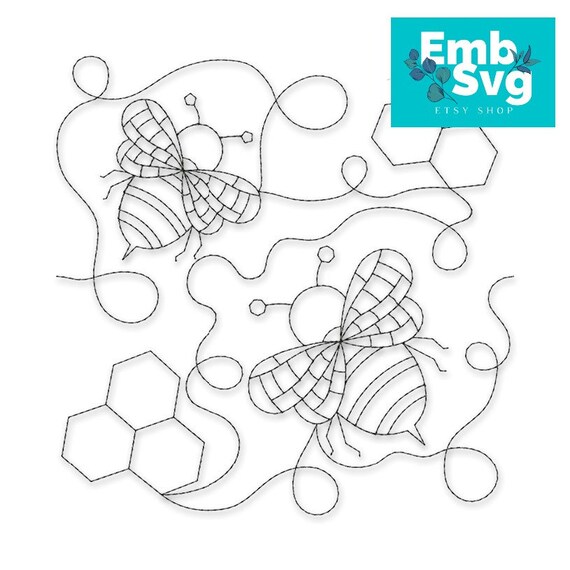 Bee Hive Edge-To-Edge Pattern Quilt Block Machine Embroidery | Etsy