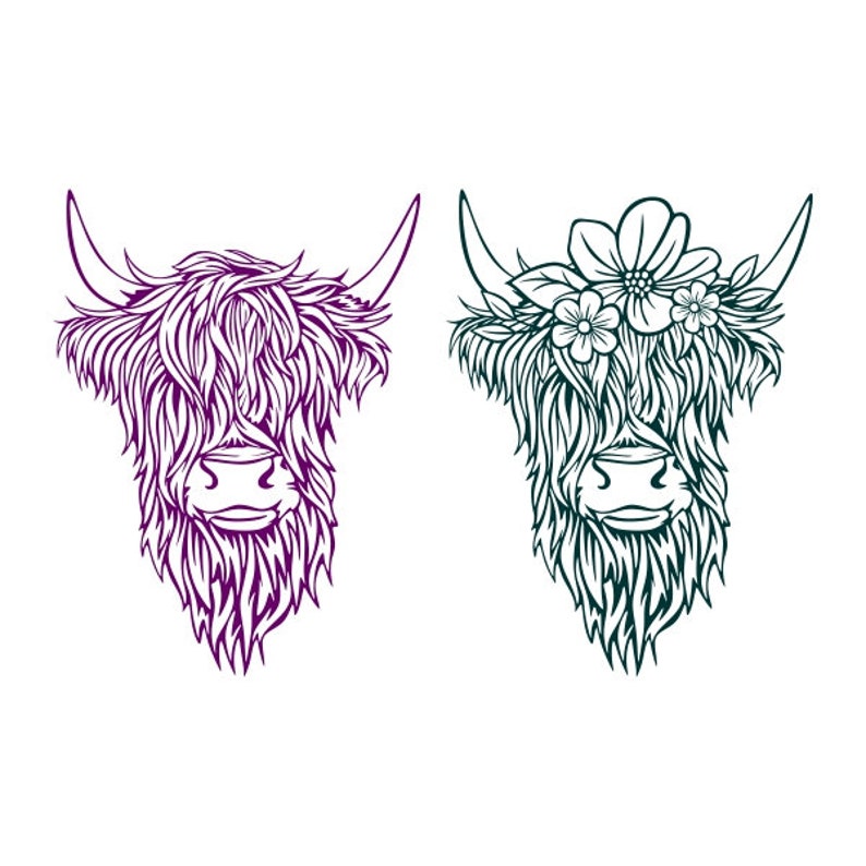 Highland Cow Cuttable Design SVG PNG DXF & Eps Designs Cricut - Etsy Canada
