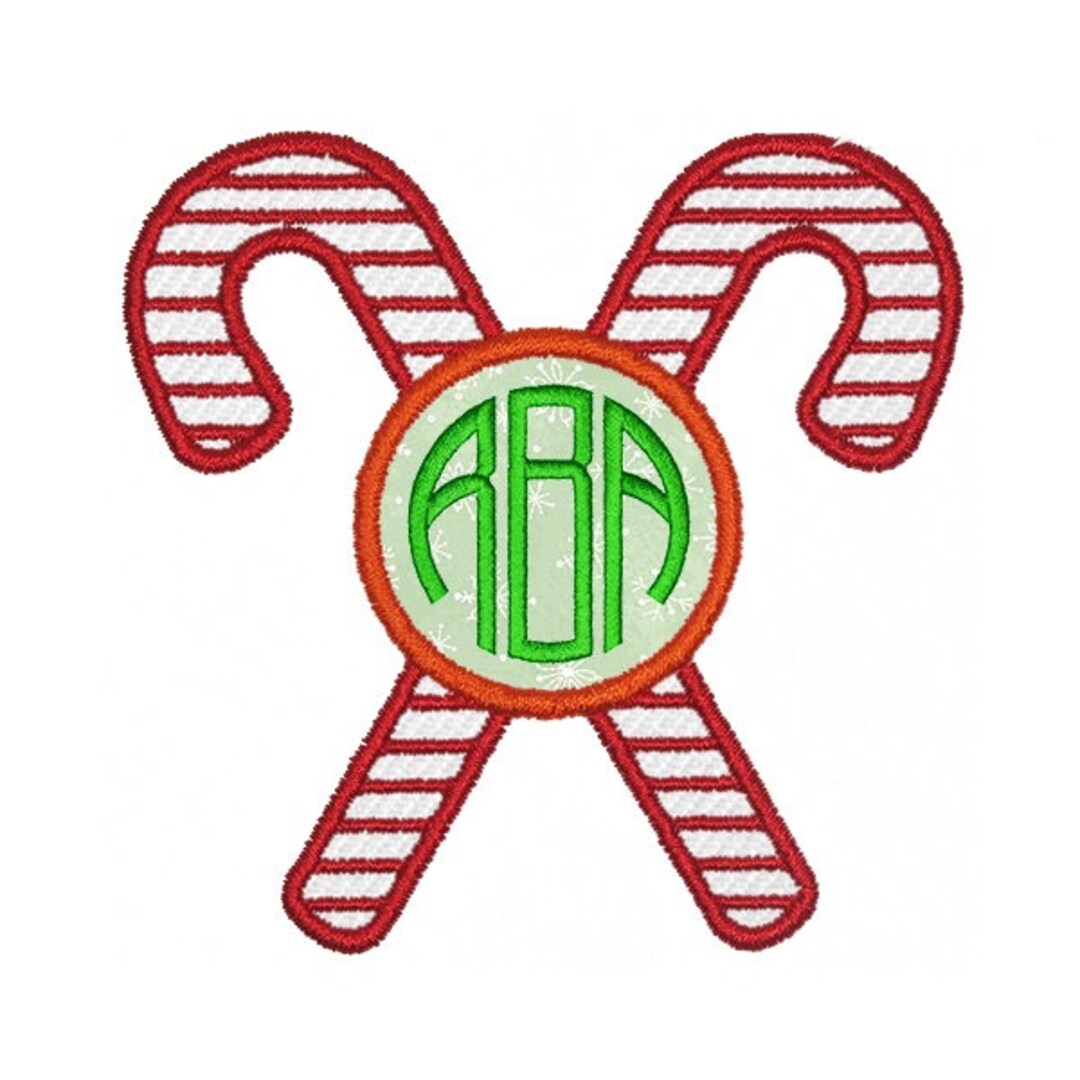 Candy Cane Monogram Applique Frame Instant Download PES DST - Etsy