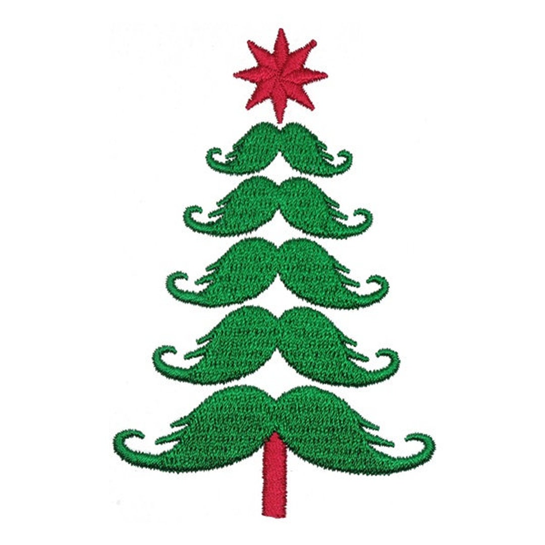Mustache Christmas Tree Embroidery Design Instant (Instant Download) - Etsy