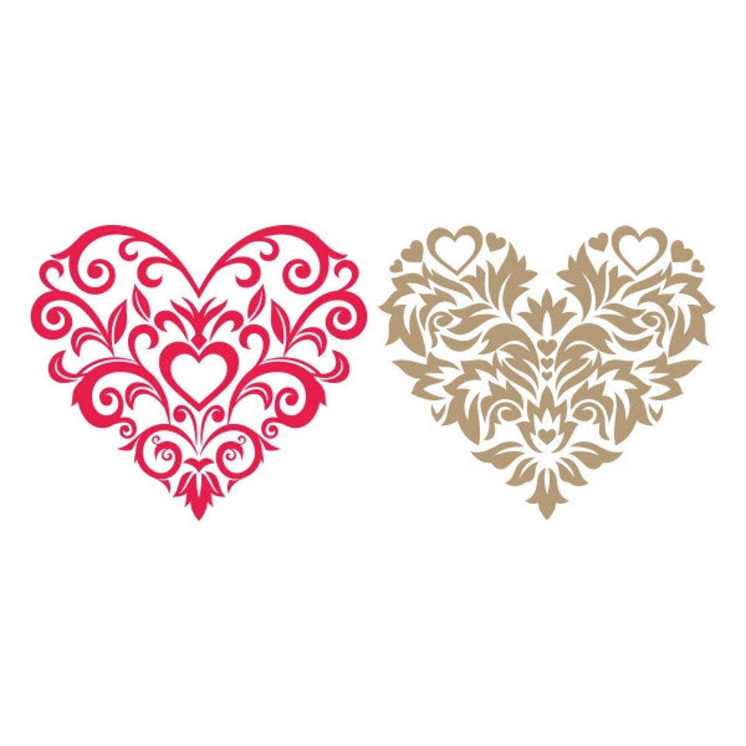 Heart Damask Cuttable Design SVG PNG DXF & Eps Designs Cricut Cameo ...