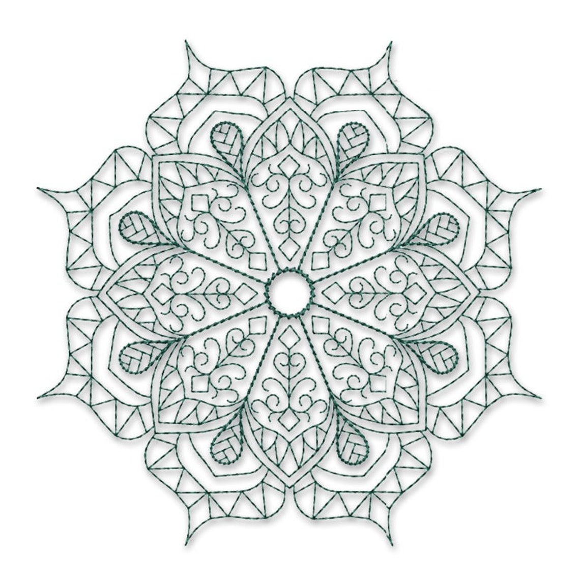 Floral Mandala Sketch Embroidery Design PES DST Machine | Etsy