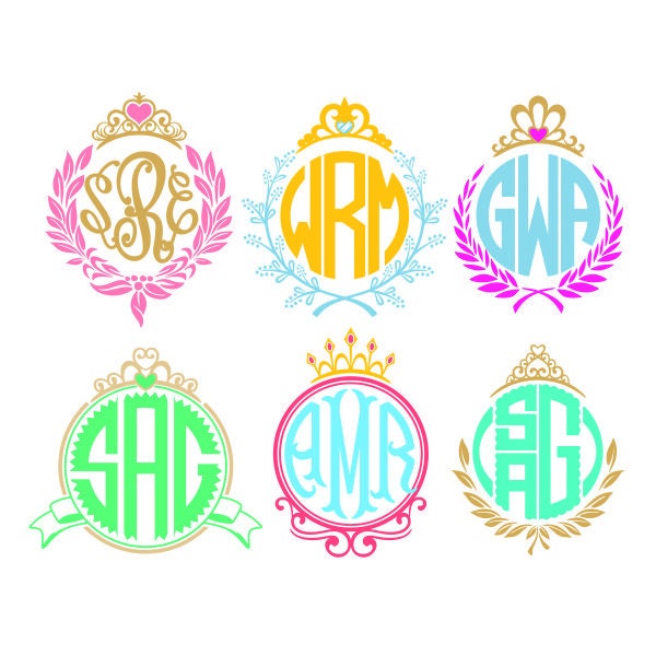 Princess Crown Monogram Frame Cuttable Design SVG PNG DXF & | Etsy