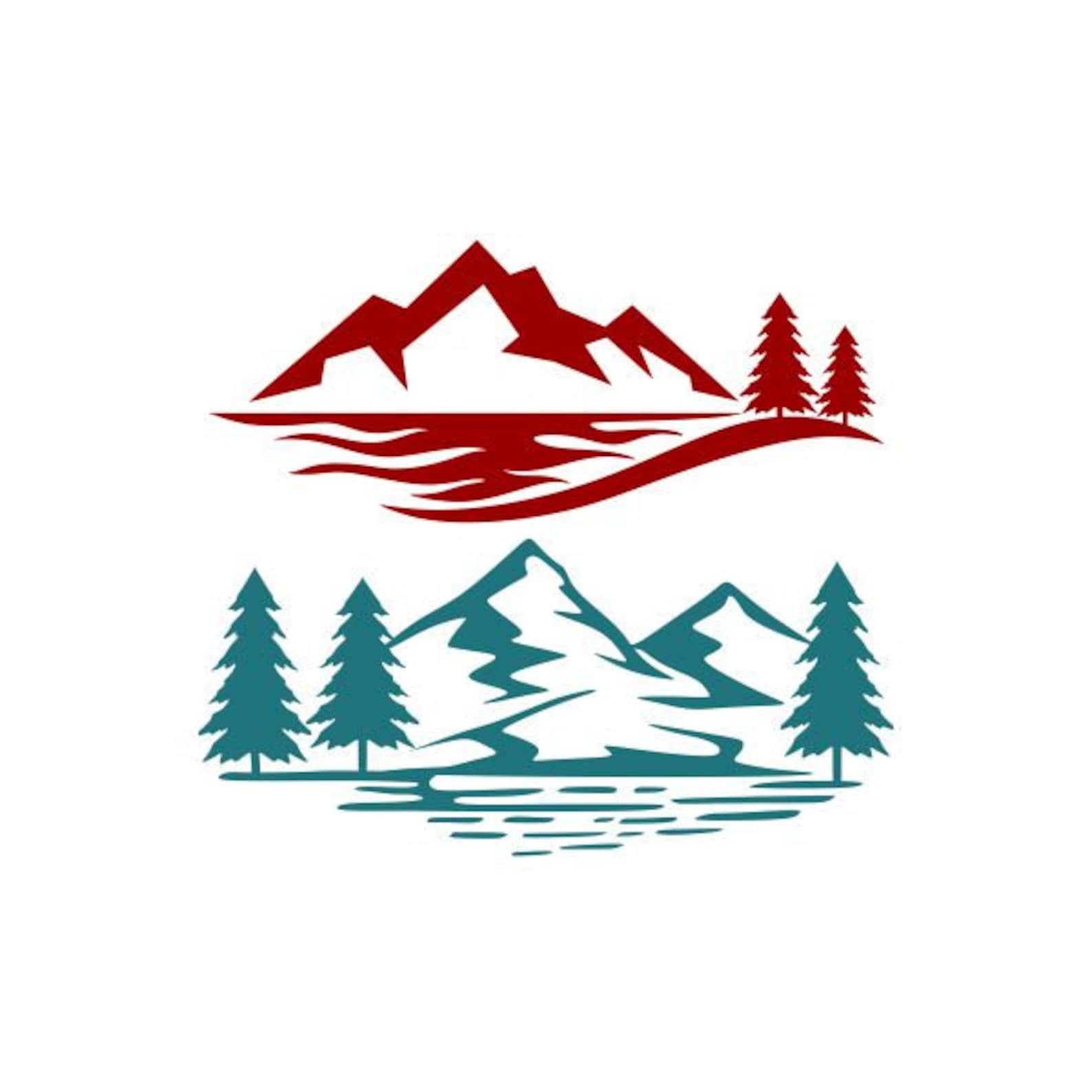 Mountain and Lake Decal Cuttable Design SVG PNG DXF & Eps Designs ...