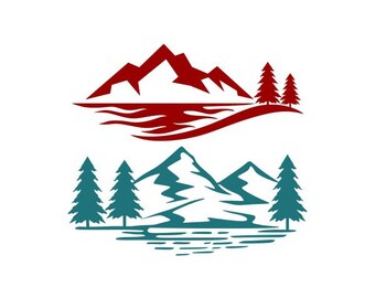 Mountain and Lake - Etsy