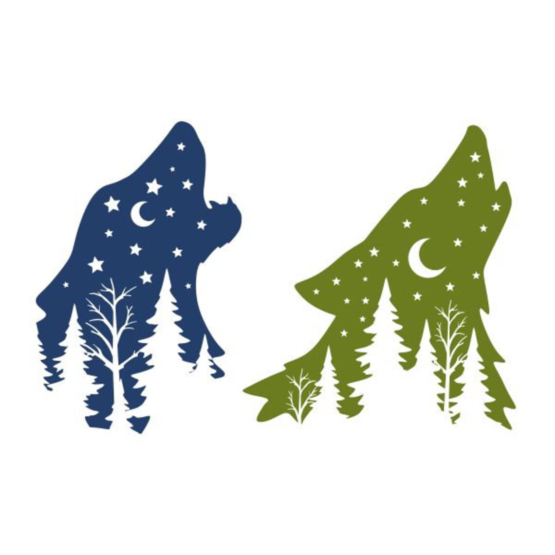 Howling Wolf Silhouette Cuttable Design SVG PNG DXF & Eps - Etsy