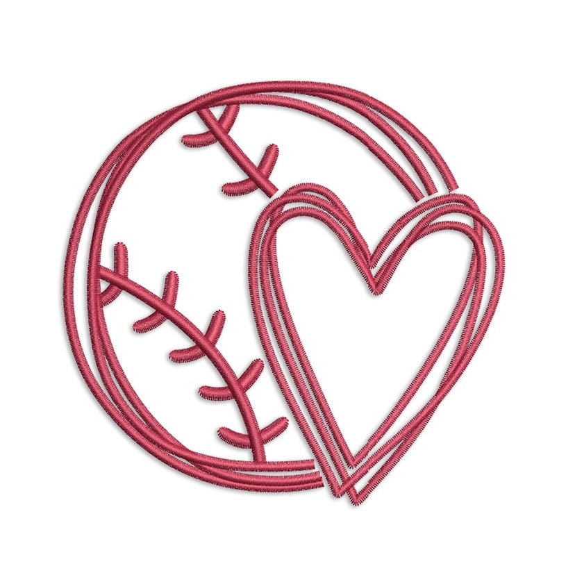 Baseball Softball Heart Doodle Lines PES DST Machine - Etsy