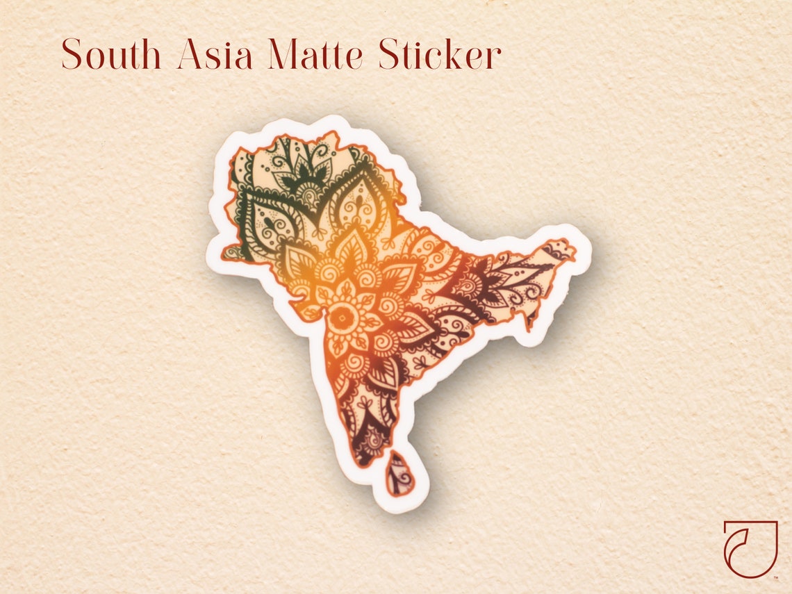 South Asia Map Sticker Desi Sticker Mandala Sticker | Etsy