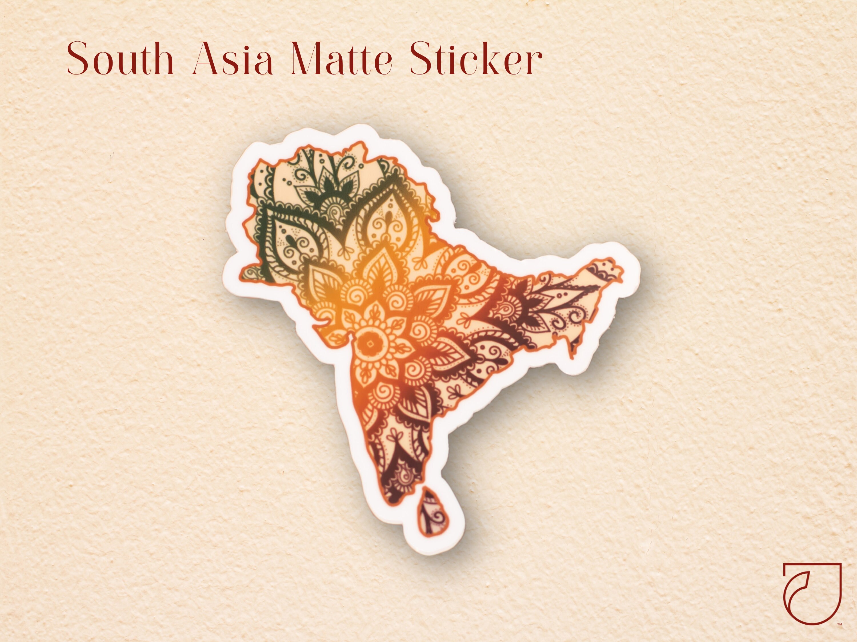 South Asia Map Sticker Desi Sticker Mandala Sticker | Etsy
