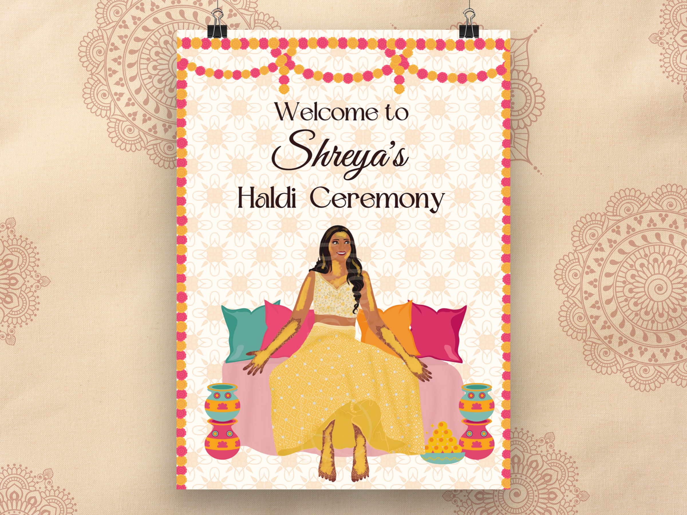 Haldi Ceremony Welcome Sign: Customizable Wedding Entrance (digital) - Etsy