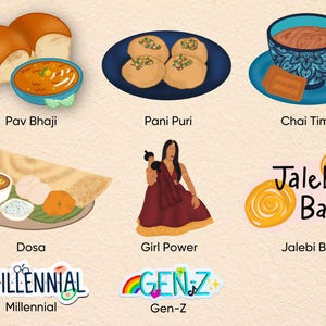 Desi Indian Sticker Set: South Asian Stickers, Laptop Decals - Etsy