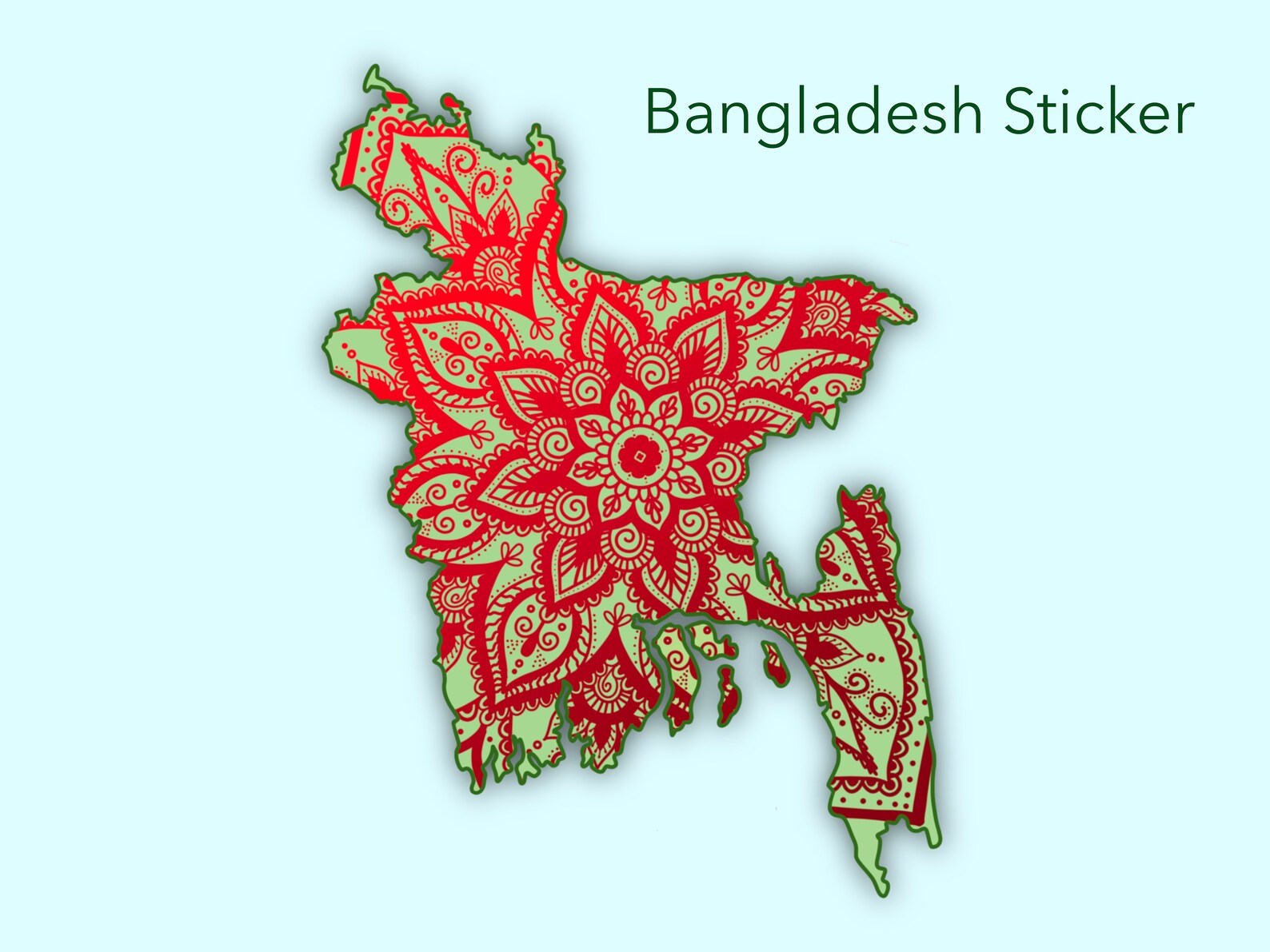 Bangladesh Map Sticker Desi Sticker Mandala Sticker | Etsy