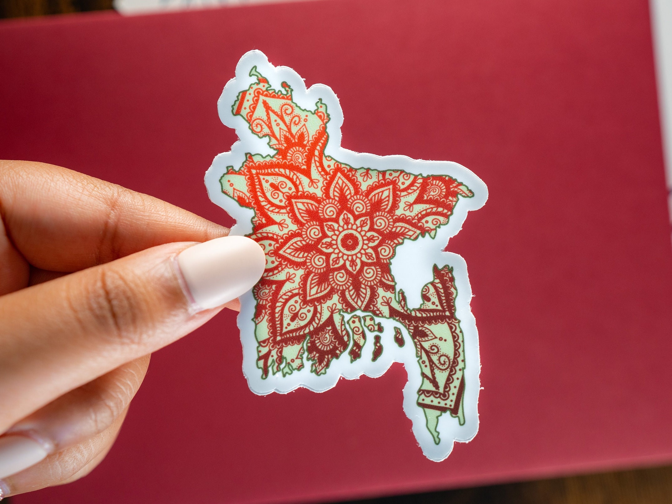 Bangladesh Map Sticker Desi Sticker Mandala Sticker | Etsy