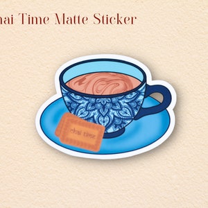Chai Time Sticker | Desi Sticker | Indian Food Chai Coffee Biscuit ...
