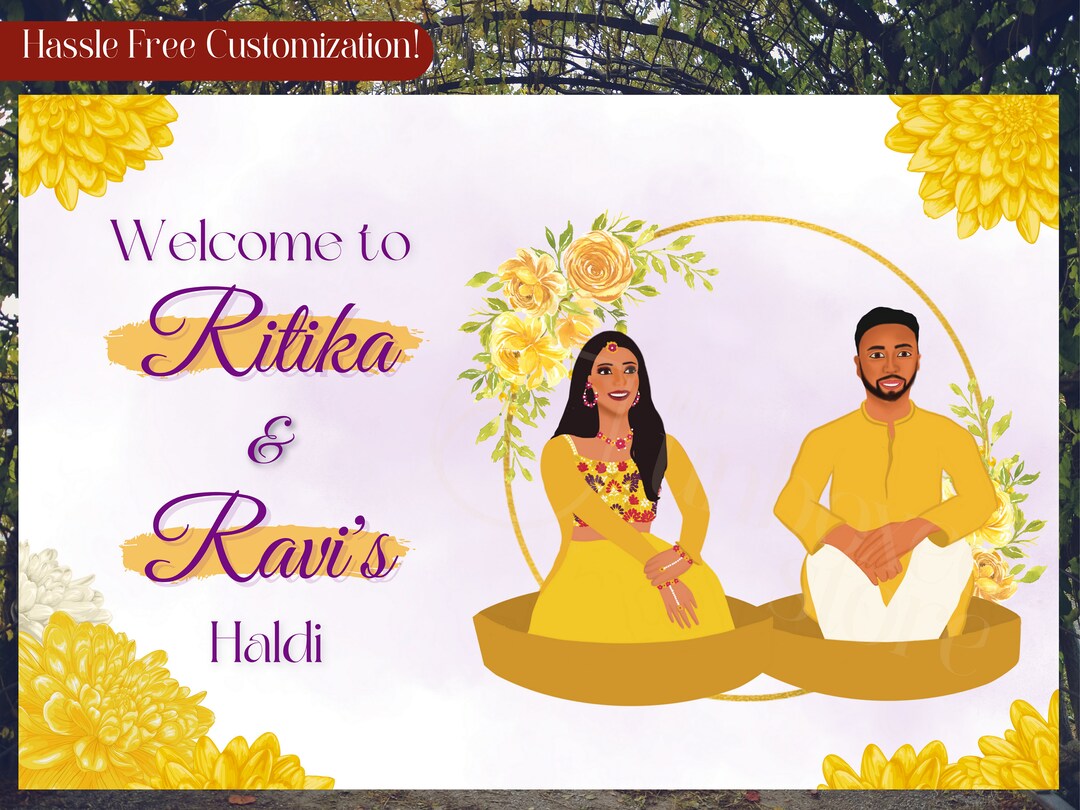 Haldi Ceremony Welcome Sign | HASSLE FREE Customizable Digital Wedding ...