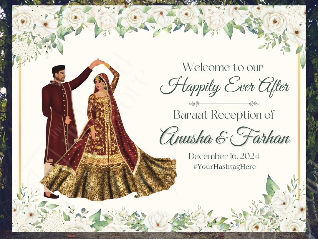 Baraat Wedding Welcome Sign | HASSLE FREE Customizable Horizontal ...