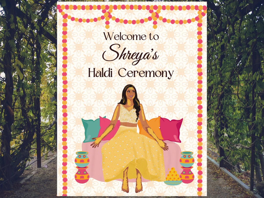 Haldi Ceremony Colorful Welcome Sign | HASSLE FREE Customizable Digital ...
