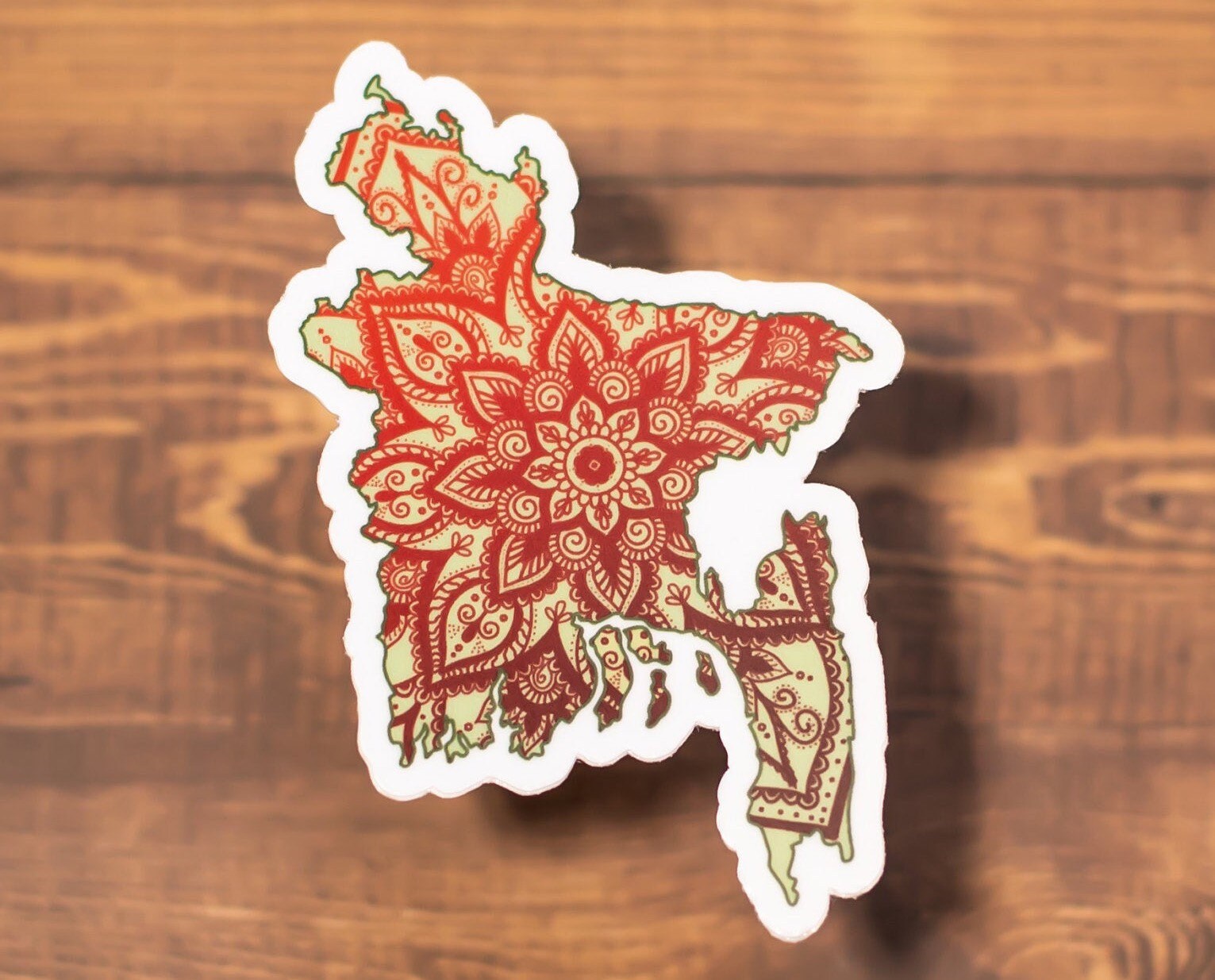 Bangladesh Map Sticker Desi Sticker Mandala Sticker | Etsy