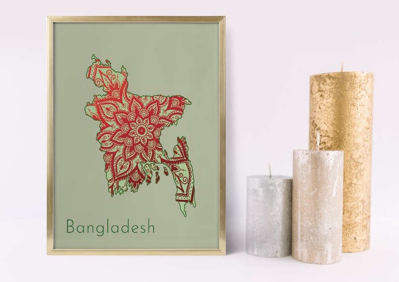 Bangladesh Map Sticker Desi Sticker Mandala Sticker | Etsy