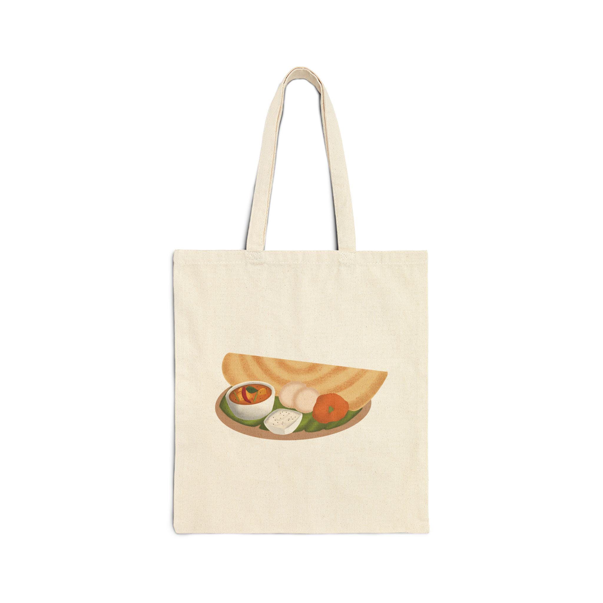 Dosa Cotton Canvas Tote Bag | Dosa Idli Sambar Vada Chutney Eco ...