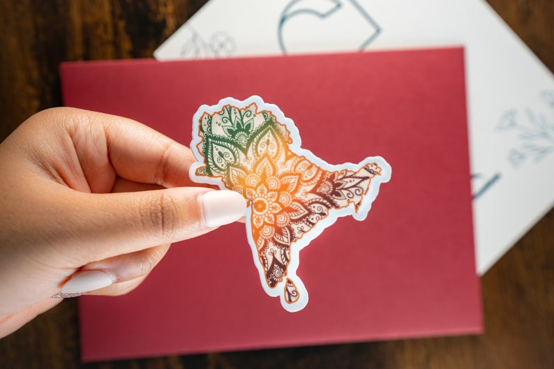 South Asia Map Sticker Desi Sticker Mandala Sticker - Etsy