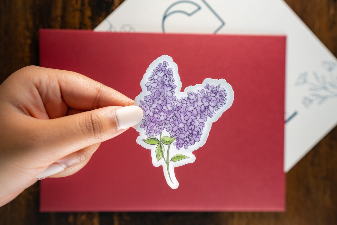 Clear Matte Lilac Sticker Clear Purple Floral Line Art - Etsy