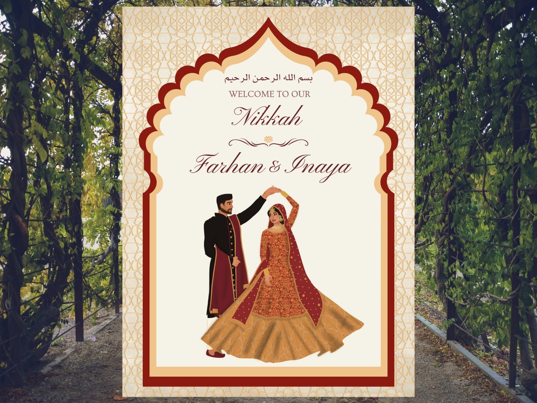 Nikkah Welcome Sign With Arabic Text | HASSLE FREE Customizable Nikkah ...