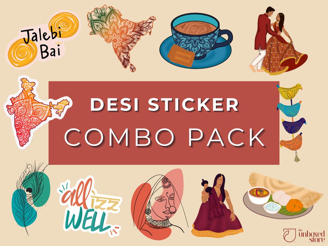 Desi Indian Sticker Set: South Asian Stickers, Laptop Decals - Etsy
