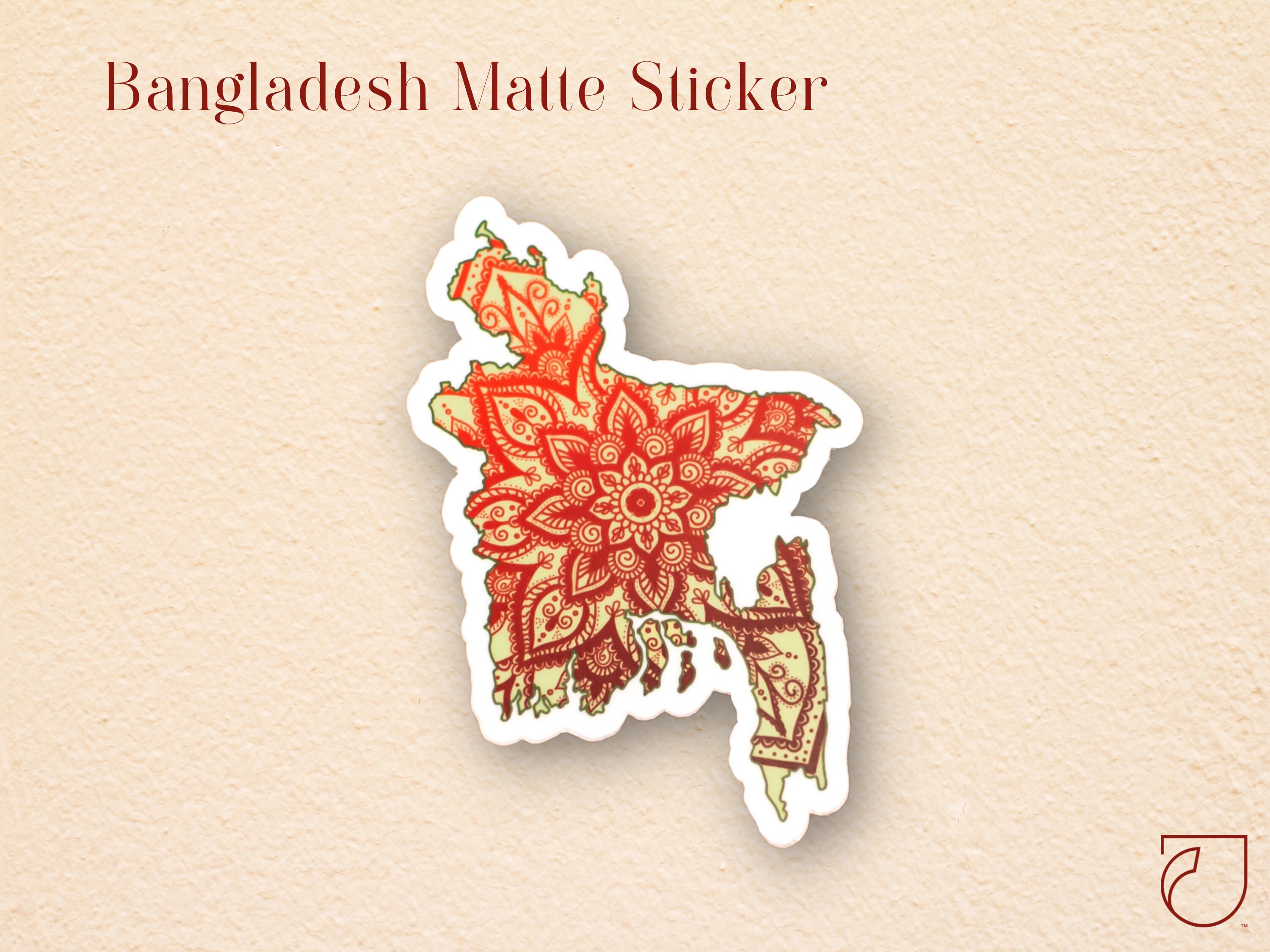 Bangladesh Map Sticker Desi Sticker Mandala Sticker | Etsy