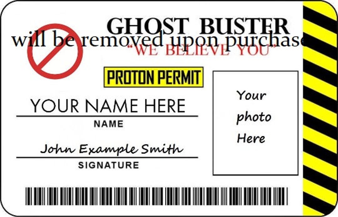 Ghost Buster Proton Permit Custom Novelty ID Card - Etsy